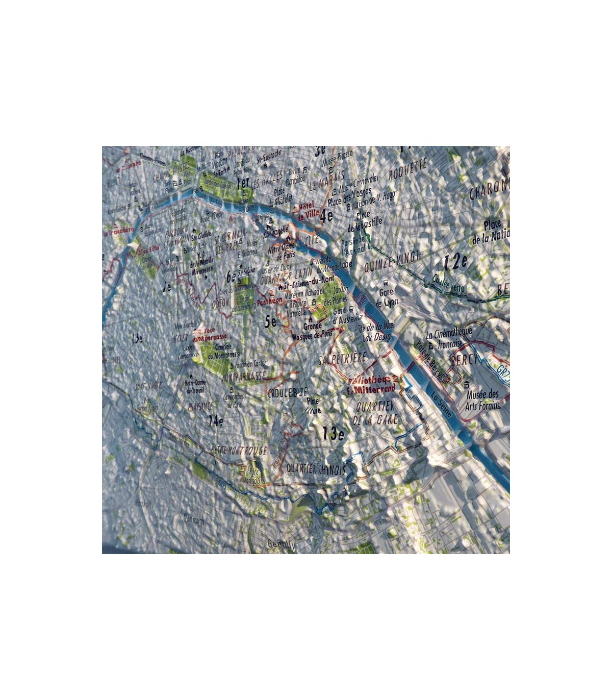 Carte en relief de Paris 3D Map - Air et Aventure